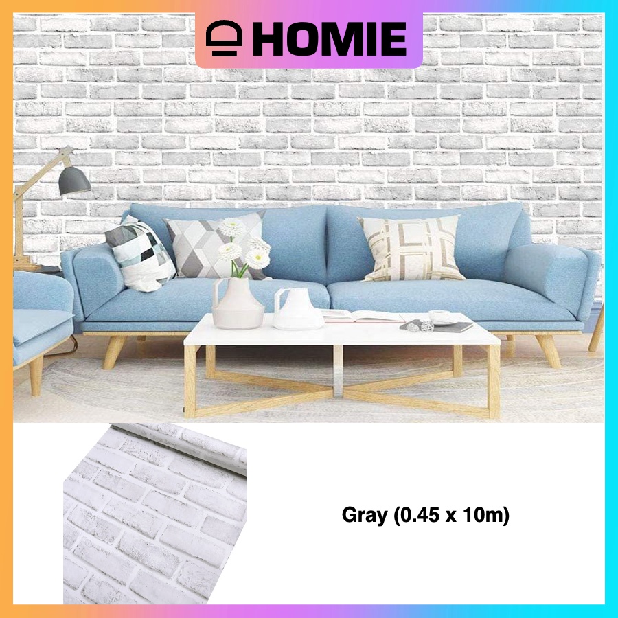 HOMIE 45cm x 10m Brick Wallpaper / Kertas Dinding Bata / Wall Sticker ...