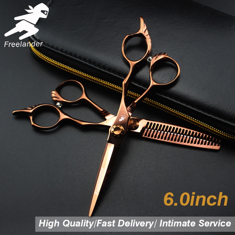 Spot 6 inch 440C hairdressing scissors Freelander bronze salon haircut ...
