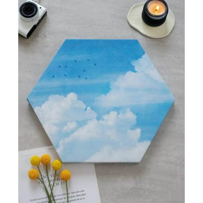 Frame Hexagon(Cloud) Kaison Frame Canvas Heksagon Awan Biru Kaison ...