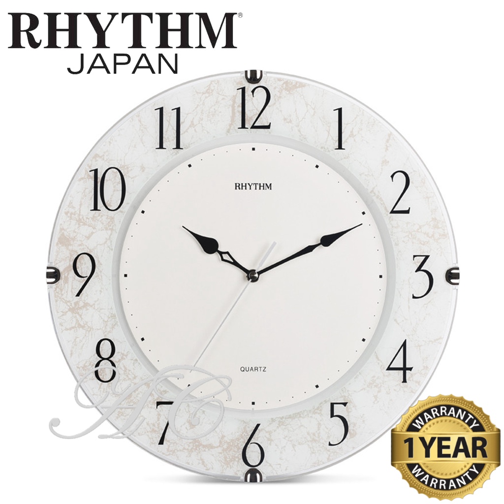 100% ORIGINAL RHYTHM Quiet White Analogue Wall Clock (Jam Dinding ...
