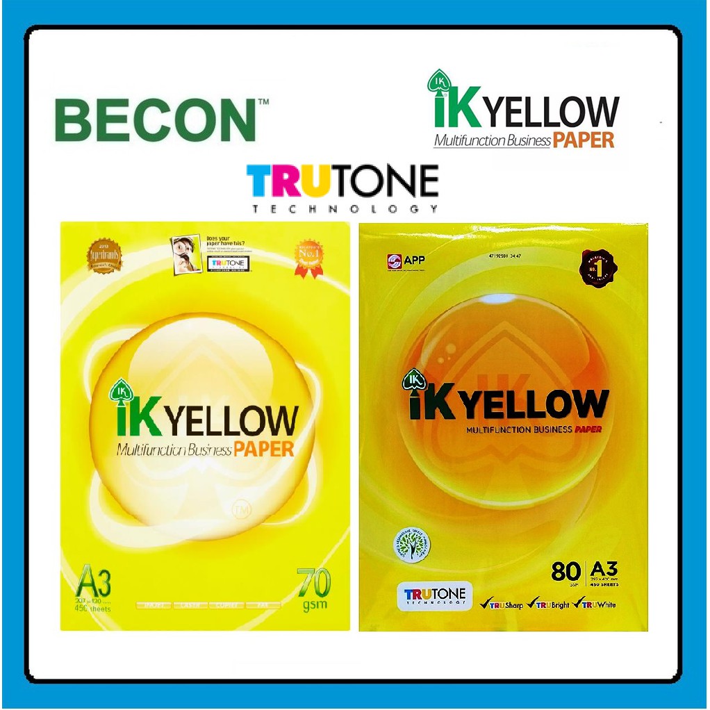 IK Yellow A3 Paper 70gsm 80gsm 450sheets 500 sheets | Shopee Malaysia