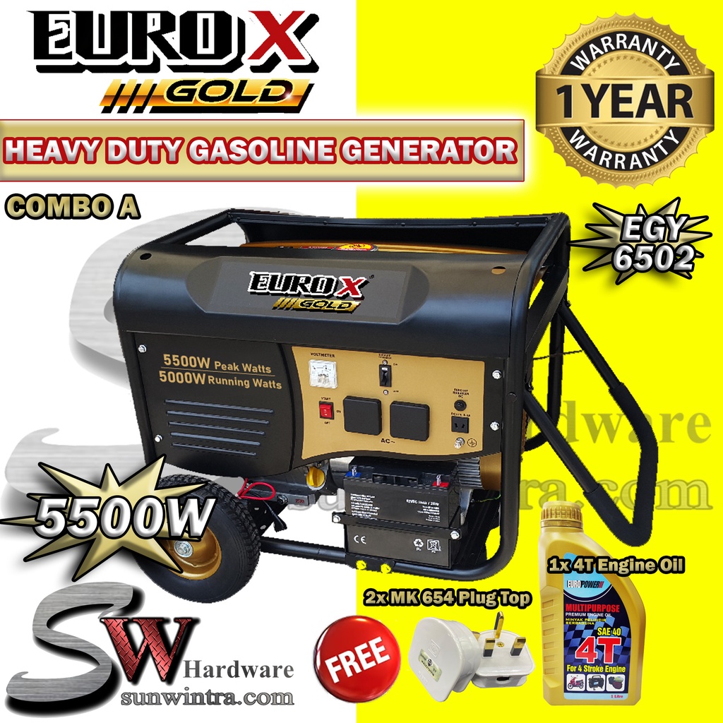 EUROPOWER EUROX GOLD EGY6502 4-stroke Heavy Duty Gasoline Generator Series 5500W EGY-6502 GEN ...