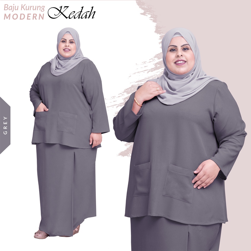 PLUS SIZE BAJU KURUNG KEDAH PLAIN "Raya Series 2024" By Al Makkah ...