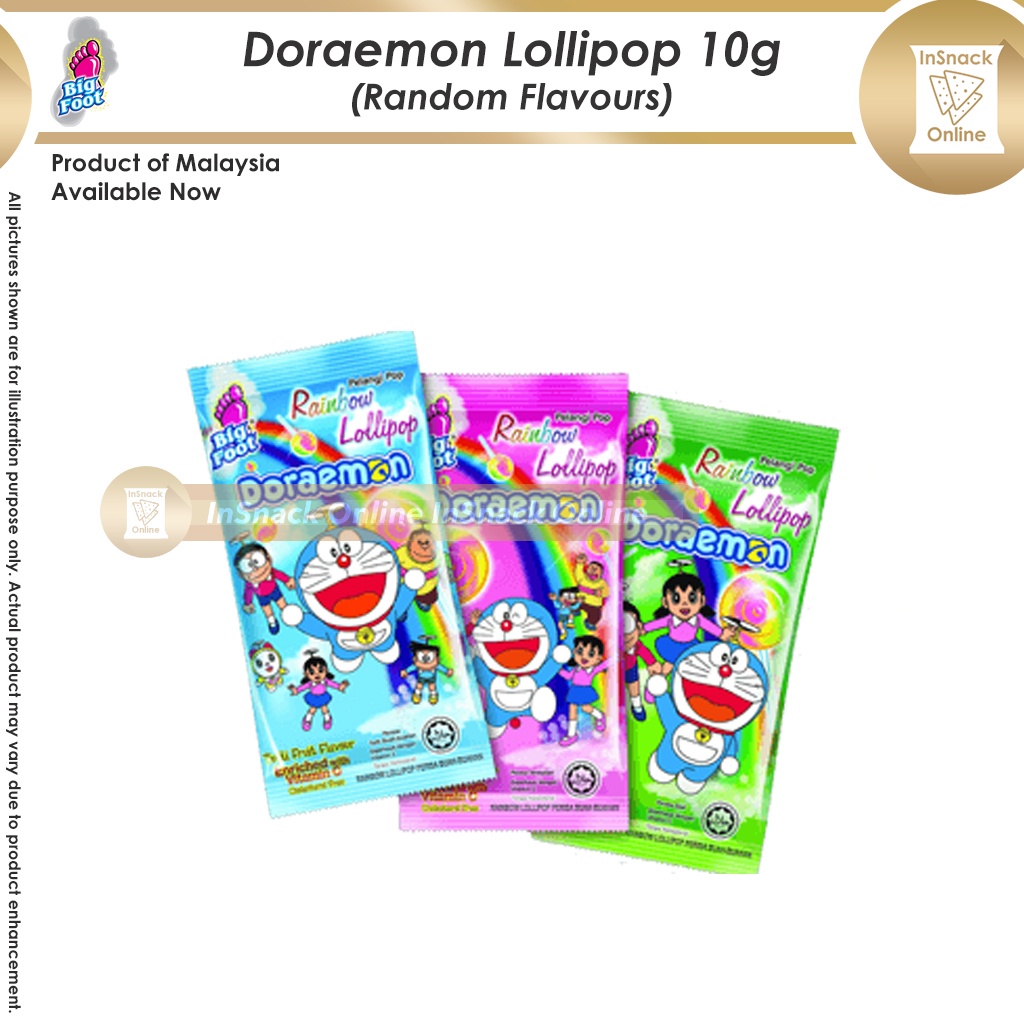 Big Foot Doraemon Rainbow Lollipop 10g (Random Flavours)小叮当/哆啦A梦 棒棒糖 ...