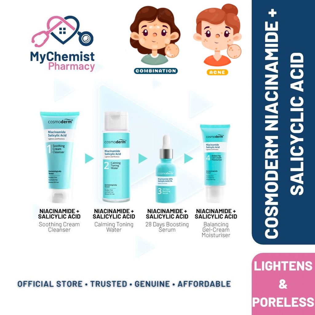 Cosmoderm Niacinamide + Salicylic Acid (Cleanser / Toner / Serum ...