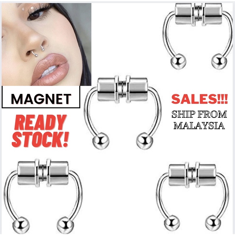 🔥 STRONG Magnetic Septum Ring Piercing Stainless Steel Subang hidung ...