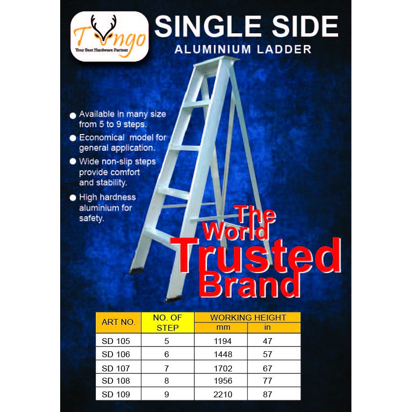 5 Steps Tango Single Side Aluminium Ladder (SSL) | Shopee Malaysia