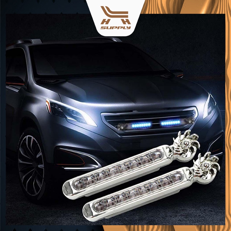 LH 1PCS Wind Powered 8 LED Super Bright Car DRL Daytime Running Light ...