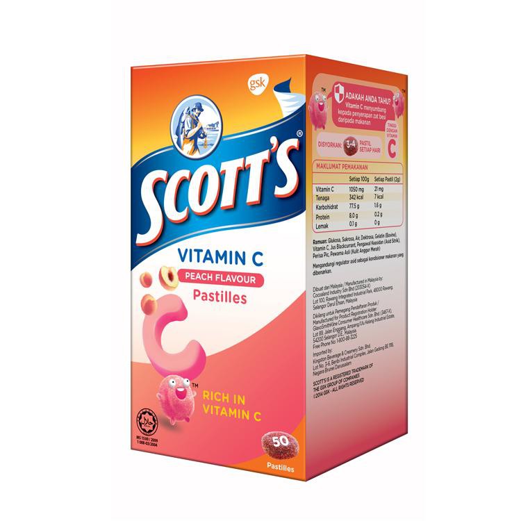 Scott's Vitamin C 30mg Pastille - Peach (50's/100g) | Shopee Malaysia