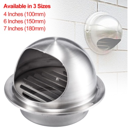 4" 6" 7" Stainless Steel Hood Ducting Cap Cooker Hood Air Ventilation ...