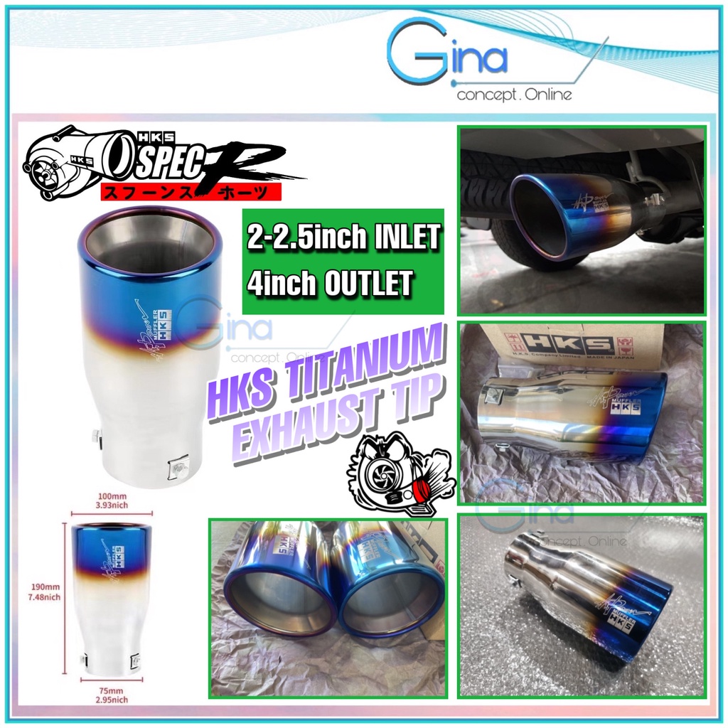 HKS TITANIUM 4" outlet stainless steel tail tip pipe car exhaust blue ...