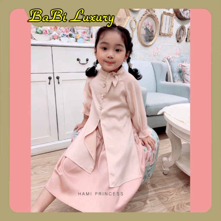 [Brand] Girls' Ao Dai with Innovative Design and Cute Pink Bow Collar ...