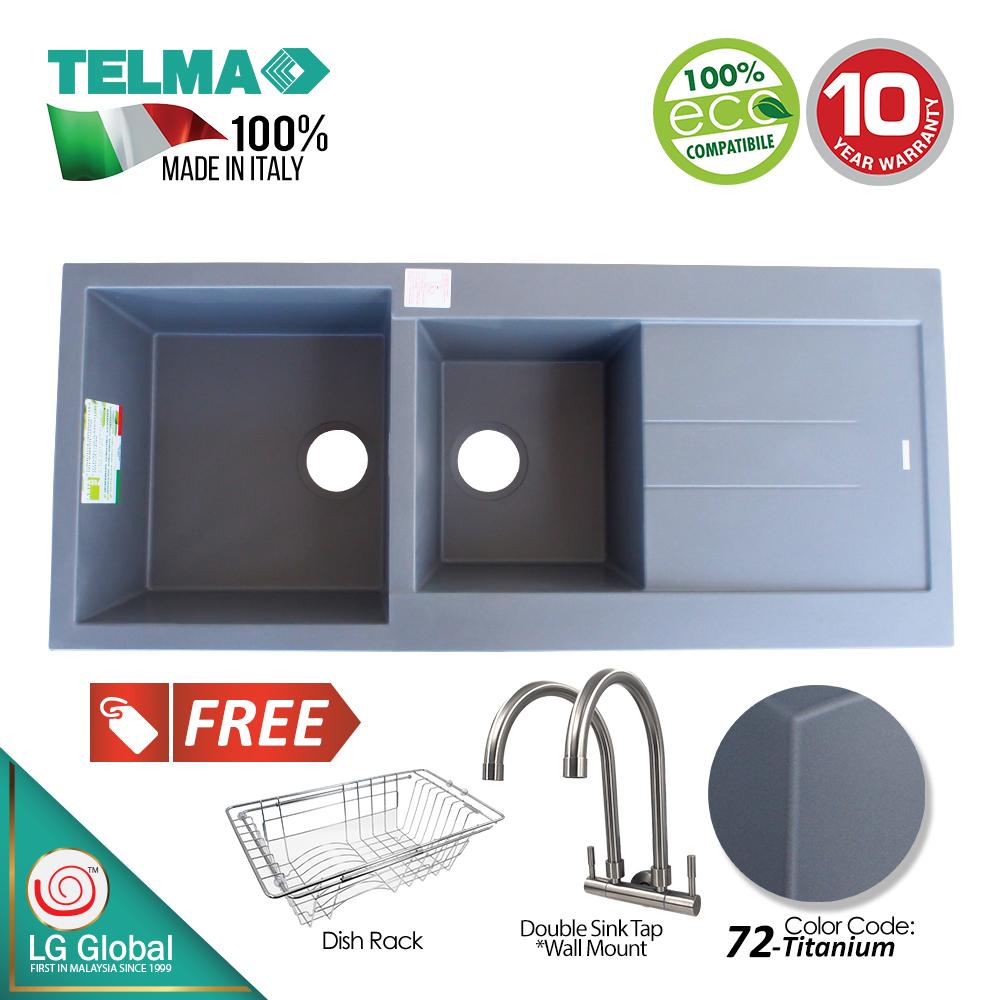 Telma Granite Kitchen Sink Double Bowl Sink With Drainer AM11620 ...