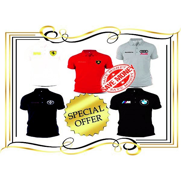 5PCS BUNDLE LIMITED STOCK SPECIAL BUNDLE Racing Car LOGO POLO COLLAR T ...