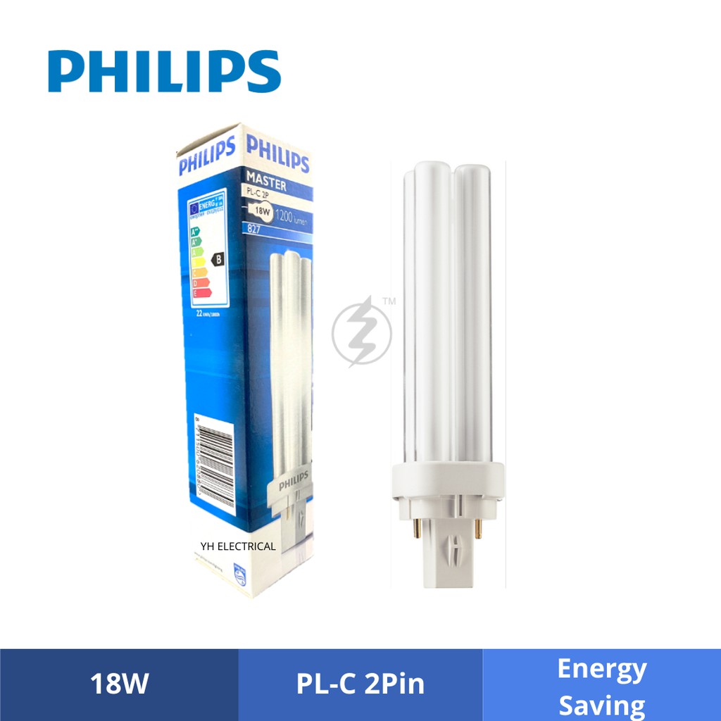 PHILIPS Master PLC-2P 18W Energy Saving Bulb Lampu Tube (White/ Warm White) | Shopee Malaysia