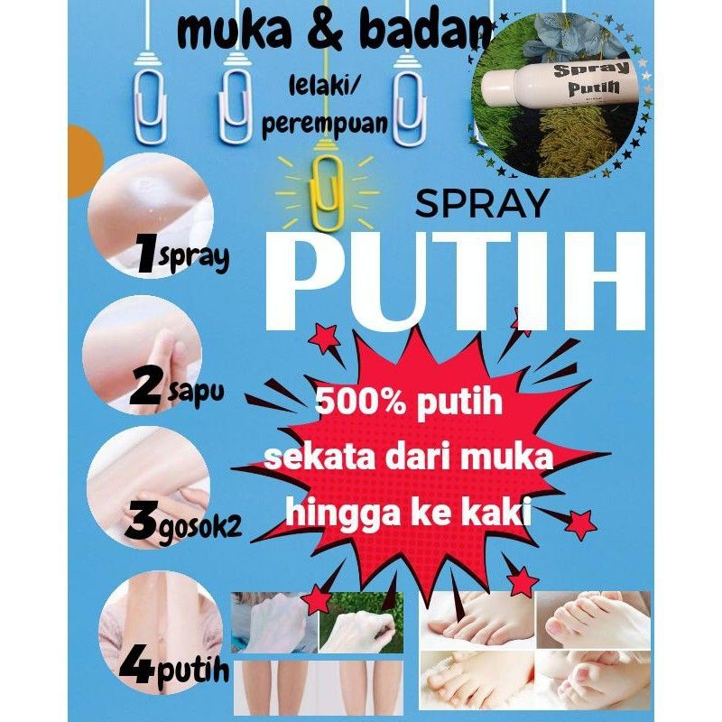 spray putih ,spray glowing untuk muka ,badan | Shopee Malaysia