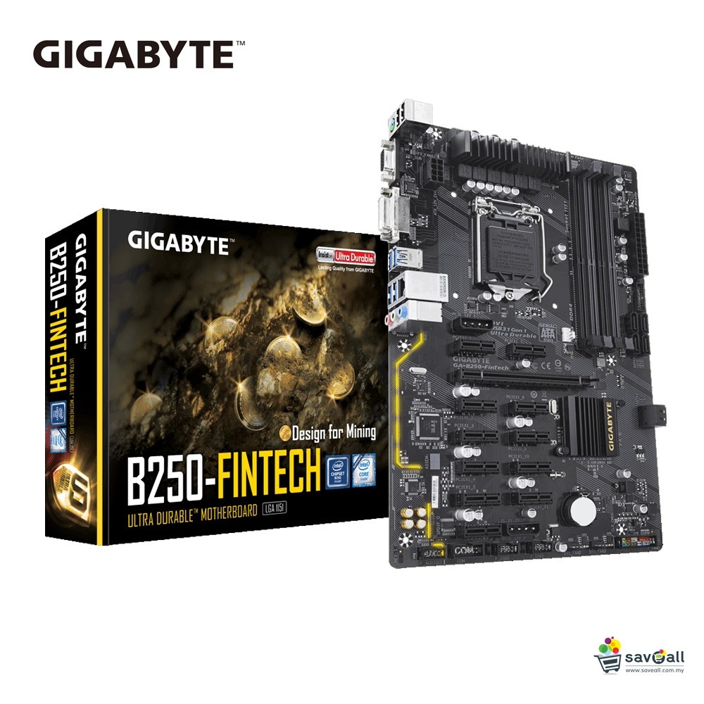 Gigabyte Micro-ATX Motherboard GA-B250-FINTECH Intel LGA1151 (Mining ...