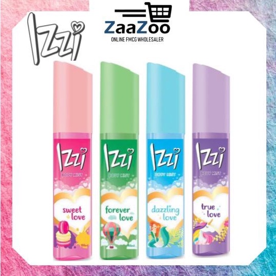 Izzi Body Mist / Serum Spray pewangi badan 100ml PINK/PURPLE/BLUE/GREEN ...