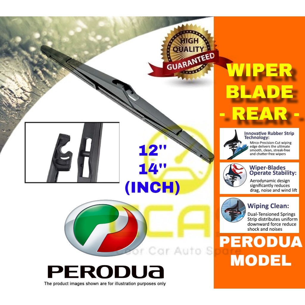 Japan Techno Rear Wiper Blade 12'' / 14'' Inch - Perodua Myvi Axia Alza ...