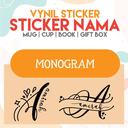 STICKER VINYL MONOGRAM DIY Sticker Mug Sticker nama Label Dapur Sticker ...
