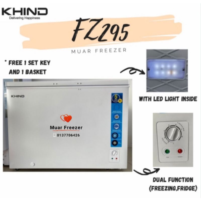(MUAR FREEZER) KHIND Chest Freezer FZ295 295liter Dual Function ...