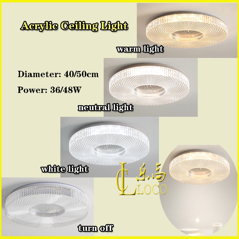 LOCO Modern Ceiling Lamp Bedroom Acrylic Ceiling Light Living Room LED ...