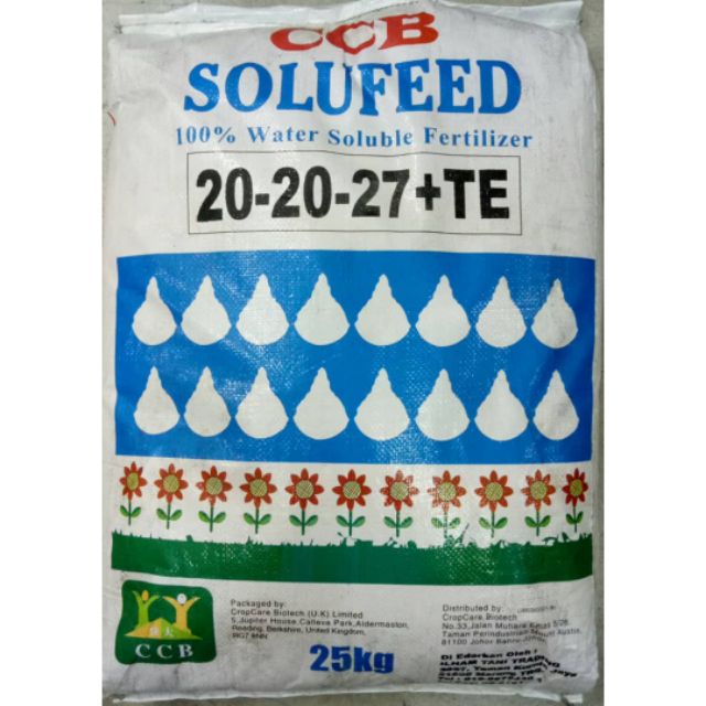 Baja CCB Solufeed (100% Water Soluble) 20:20:27+TE (Bunga dan Buah ...