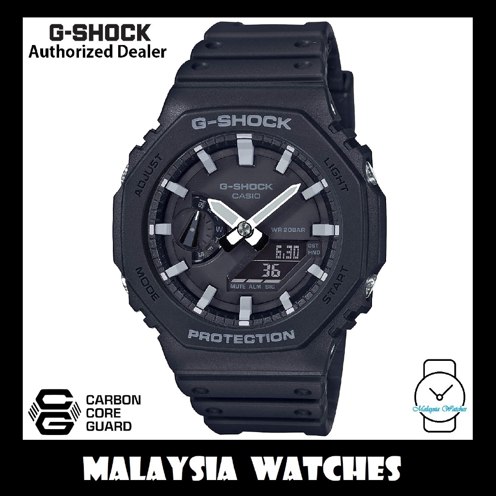 (OFFICIAL WARRANTY) Casio G-Shock GA-2100-1A Carbon Core Guard Analog Digital Black Resin Watch ...