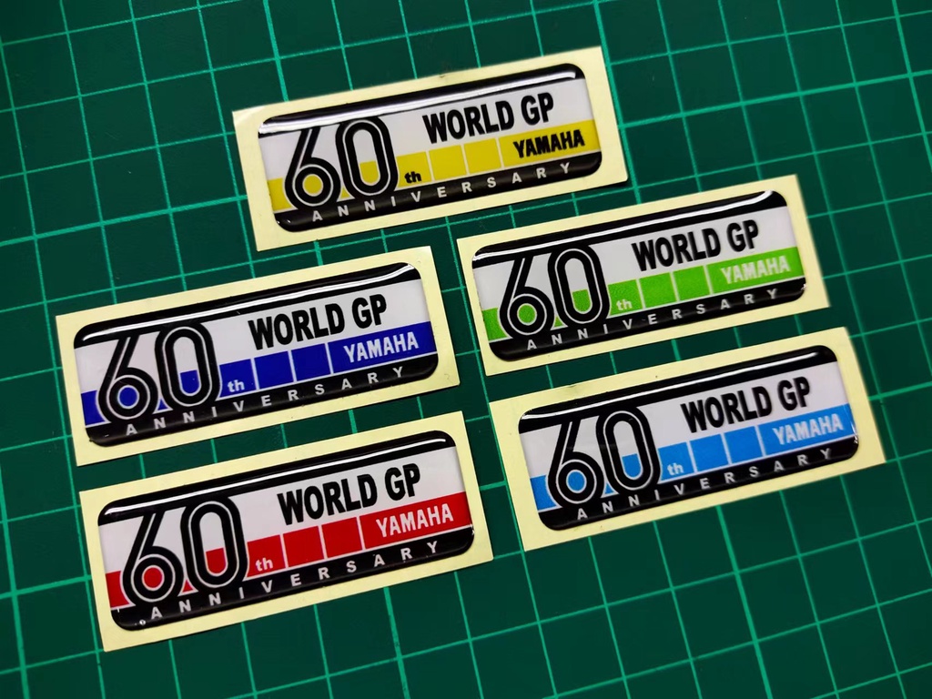 60 th ANNIVERSARY WORLD GP YAMAHA Epoxy Sticker Timbul 10 Colour ...