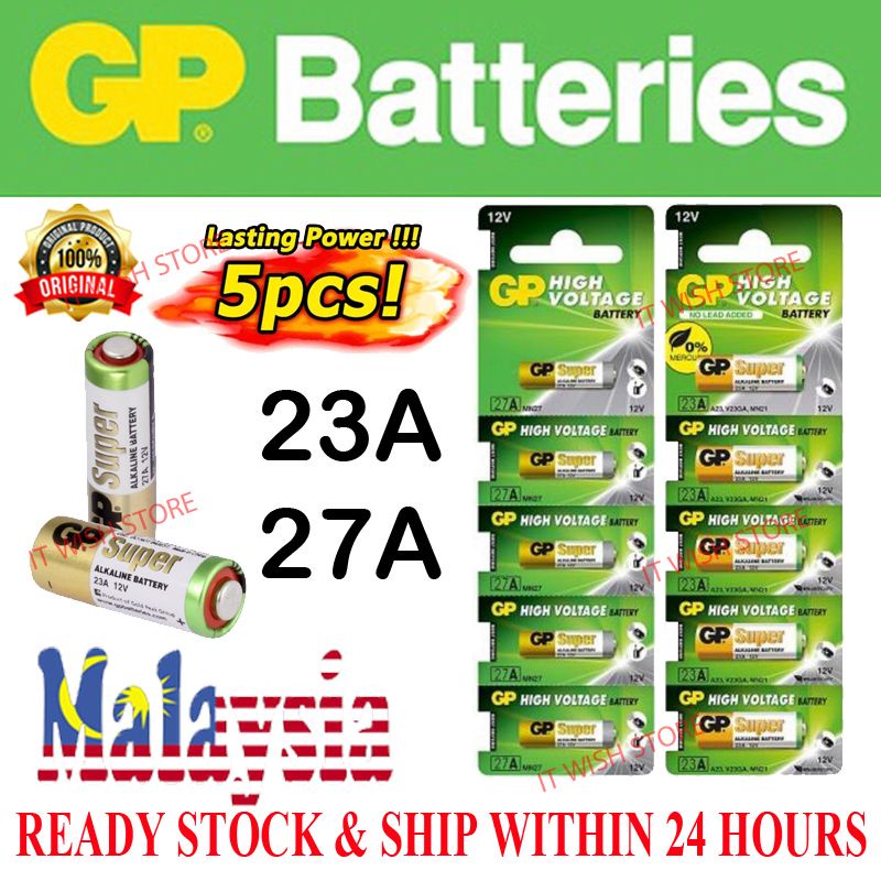 GP 12V High Voltage Super Alkaline of 23A & 27A 5pcs GP Alkaline Battery 12V | Shopee Malaysia