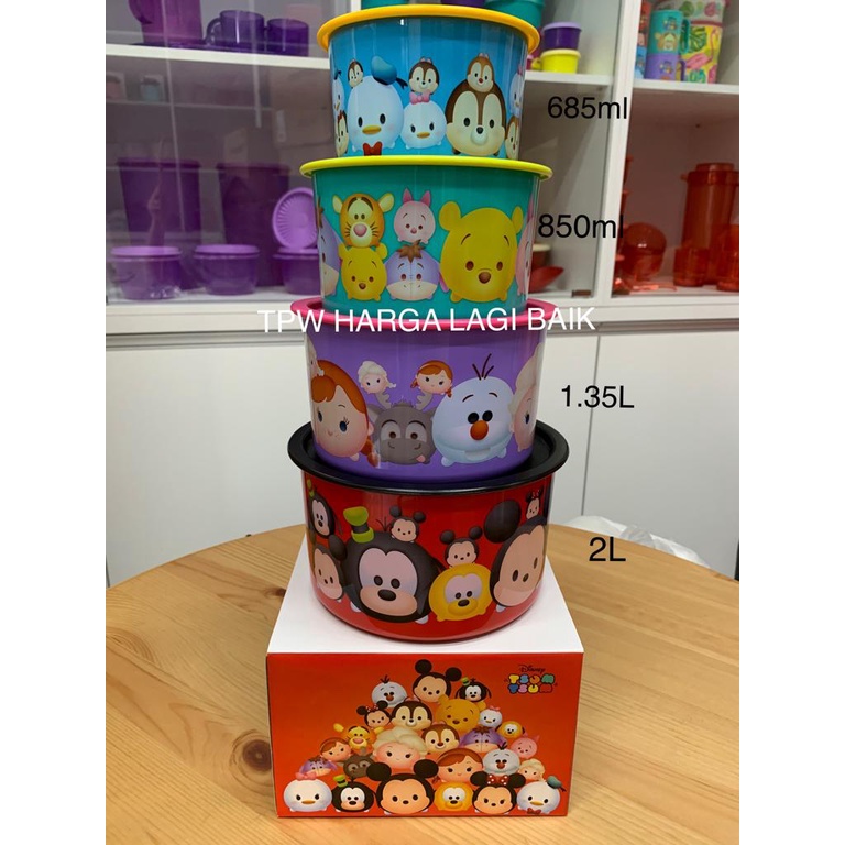 Tupperware Disney One Touch OT Topper Tsum Tsum /Bekas Bulat Kedap ...