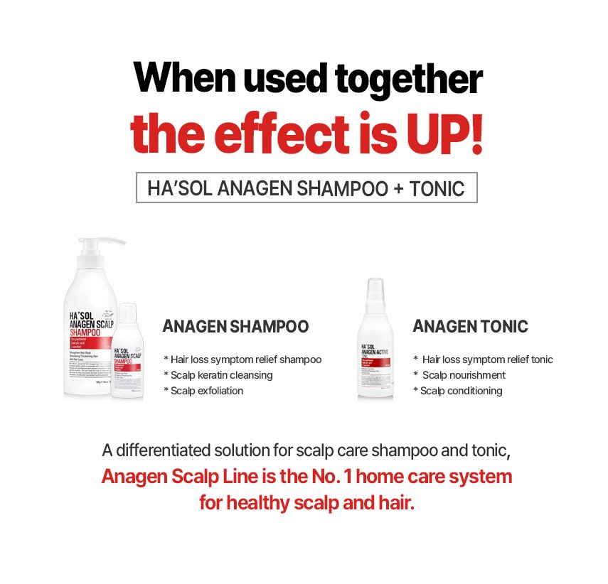 [HA'SOL] Anagen Scalp Shampoo + Active Tonic SET for dandruff/hair loss ...