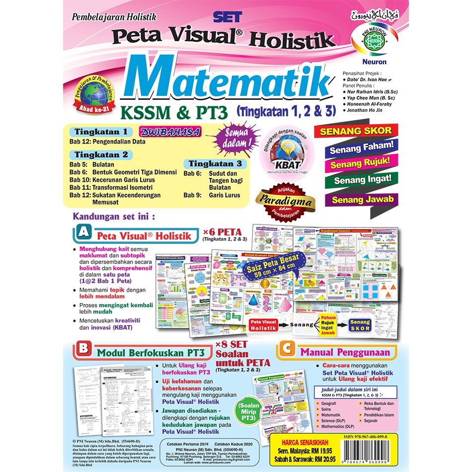 PNI Neuron (KSSM&PT3) Set Peta Visual Matematik Tingkatan 1,2&3 ...