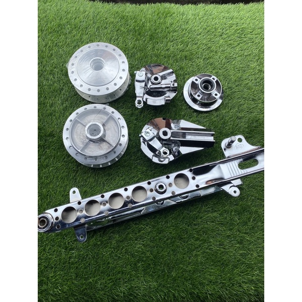 FRONT Rear HUB/BUYUNG+HUB SPROCKET+HUB PANEL CHROME SET EX5-DREAM/W100 ...
