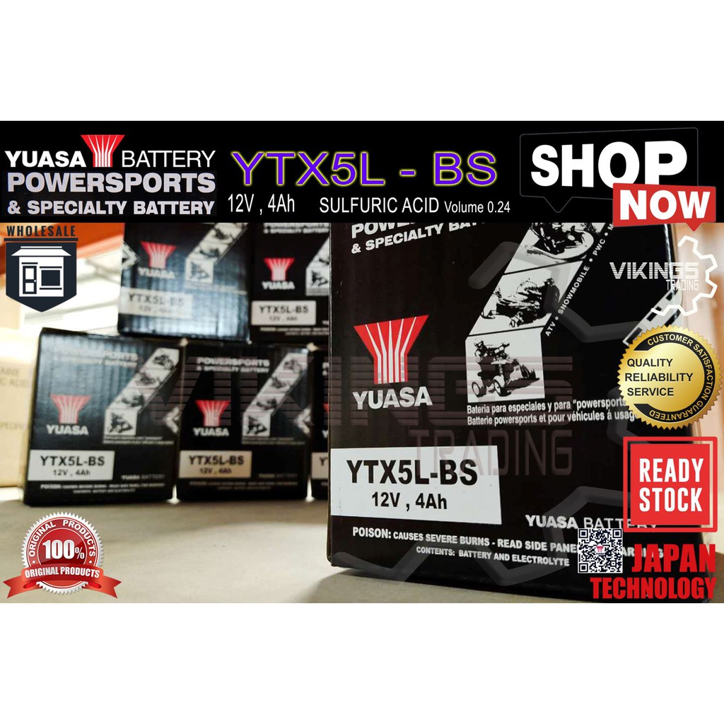 DIJAMIN ORI!! YTX5L YTX5 FX125 RS250 RS150R YTX5L-BS 100% ORIGINAL ...