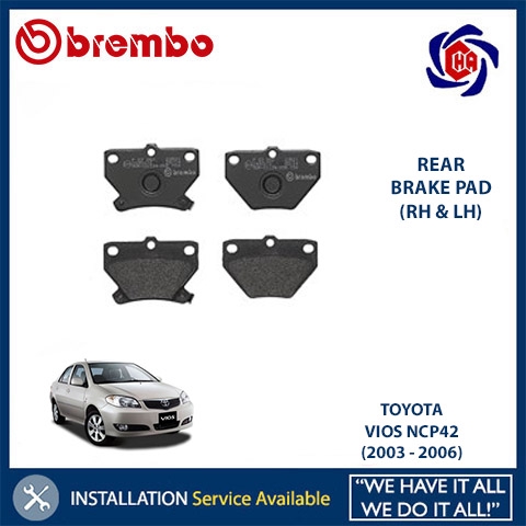 Toyota Vios NCP42 (2003 - 2007) BREMBO Rear Brake Pad Belakang Set (RH ...
