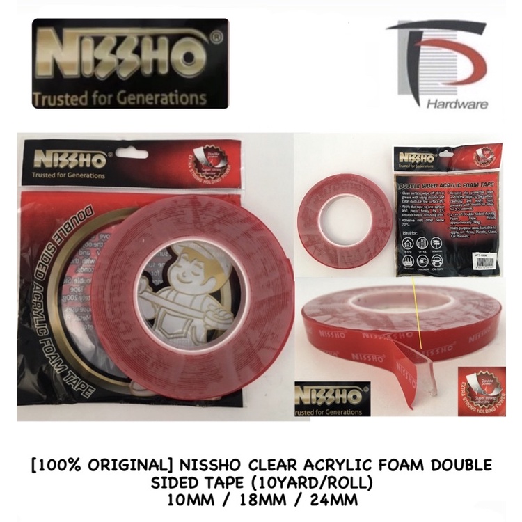 [100% ORIGINAL] NISSHO CLEAR ACRYLIC FOAM DOUBLE SIDED TAPE (8M/ROLL ...