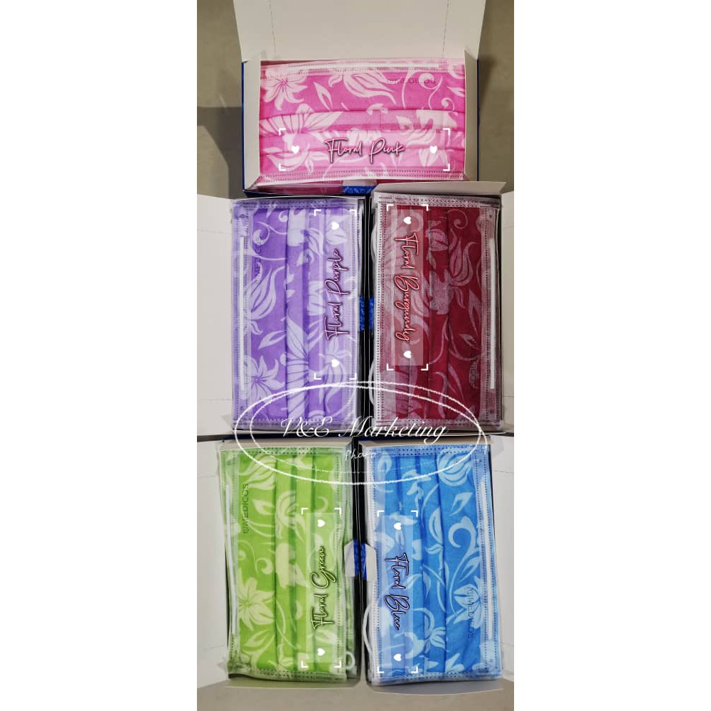Medicos 4 ply Bunga Raya & Floral Series Surgical Face Mask 50 pieces ...