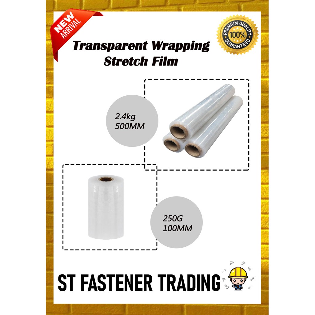 Transparent Wrapping Stretch Film 500MM ( 20Inch ) ( W ) x 2.4Kg ...