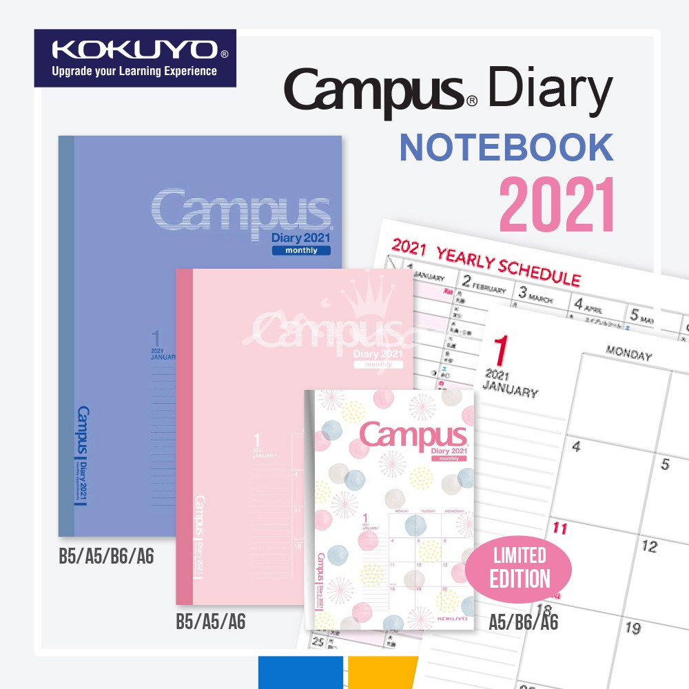KOKUYO CAMPUS MONTHY SCHEDULE DIARY 2021 - B5/A5/B6/A6 | Shopee Malaysia