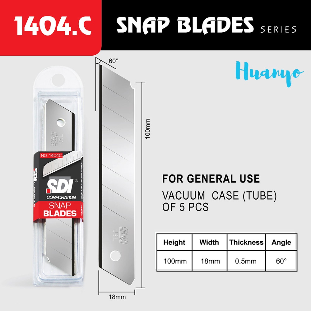 SDI Cutter Knife Blade Refill 5pcs / Tube (Small/Big , 30 / 60 Degree Angle) [1361C / 1403C ...