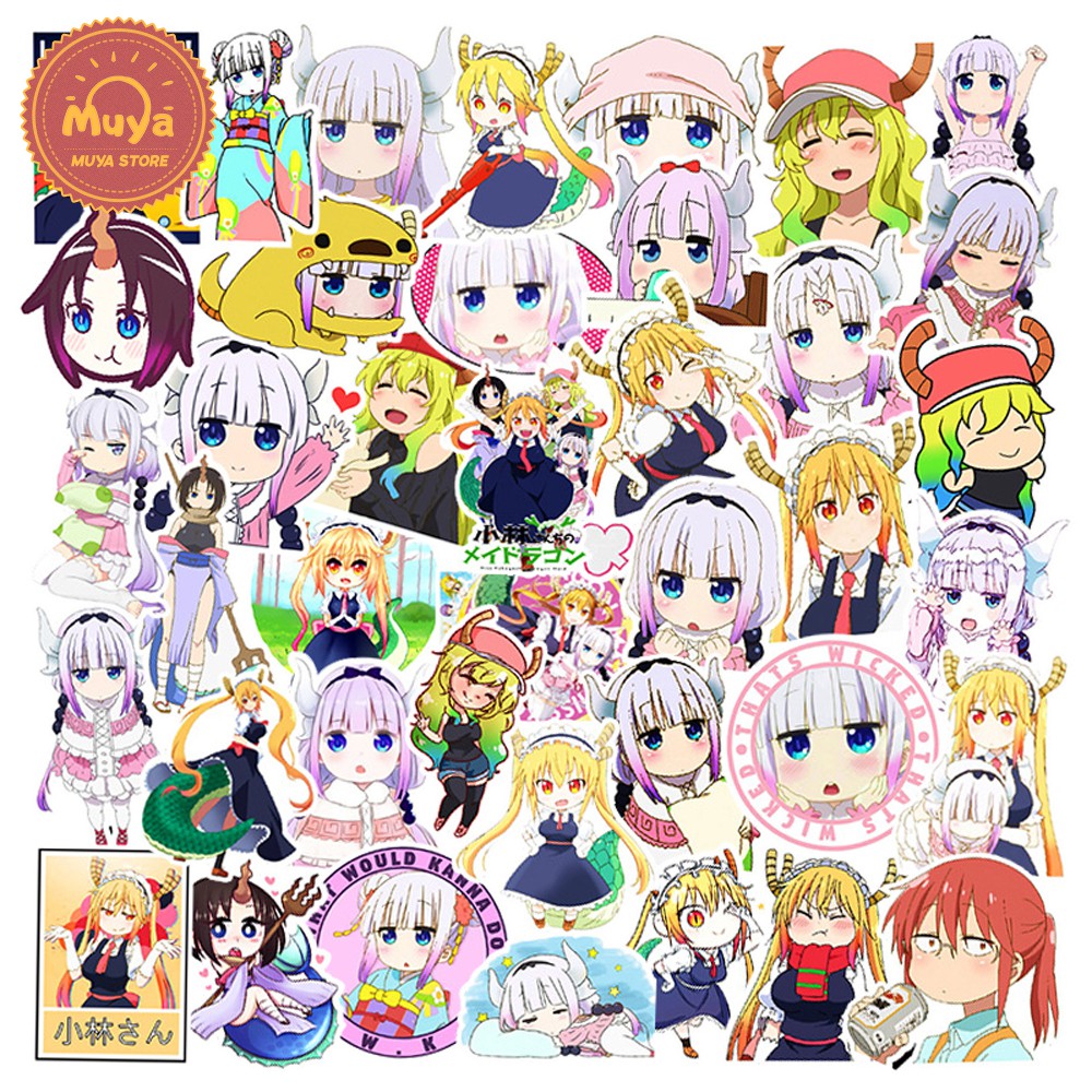 MUYA 50pcs Miss Kobayashi's Dragon Maid Janpanese Anime Stickers Pack ...