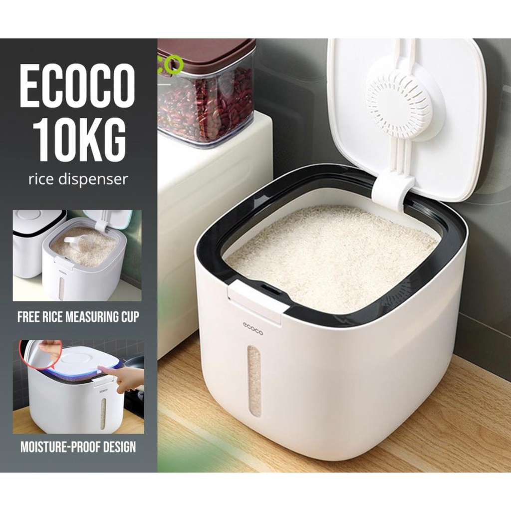 🔥BEST QUALITY 🔥ECOCO 10KG Rice Storage Container Box /Insect Moisture ...