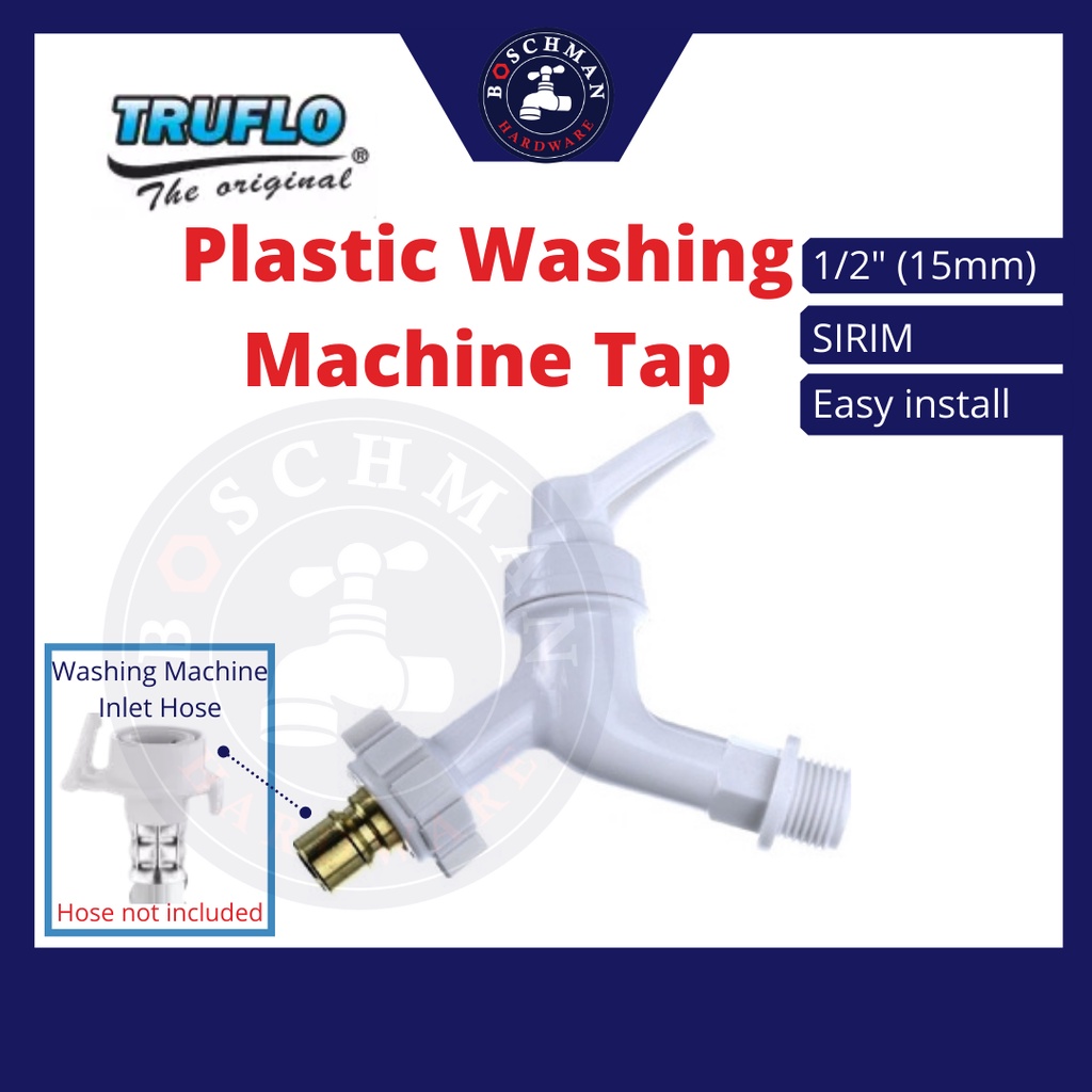 Truflo by Watertec Plastic Washing Machine Adapter Water Tap Wall PVC ...