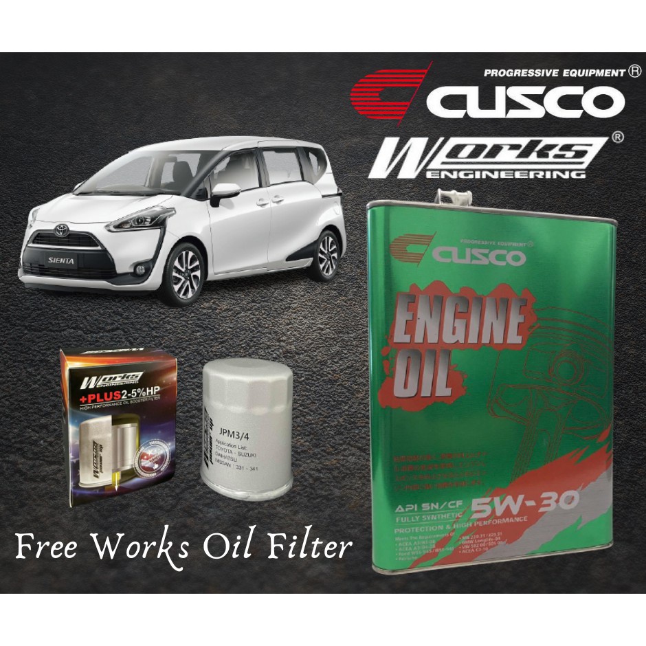 TOYOTA SIENTA 2016-2020 CUSCO JAPAN FULLY SYNTHETIC ENGINE OIL 5W30 SN ...