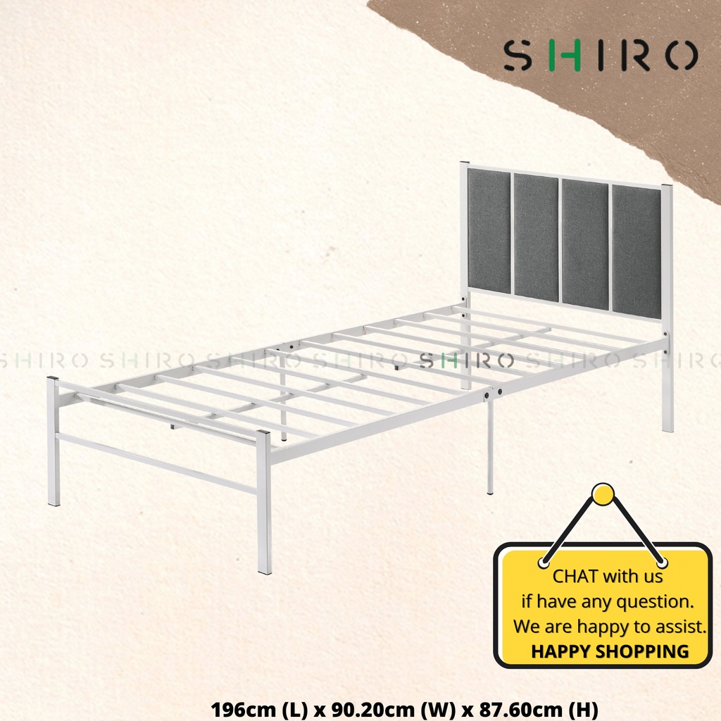 SHIRO Single Bed frame Metal Katil Bujang Besi Metal Bed With Cushion ...