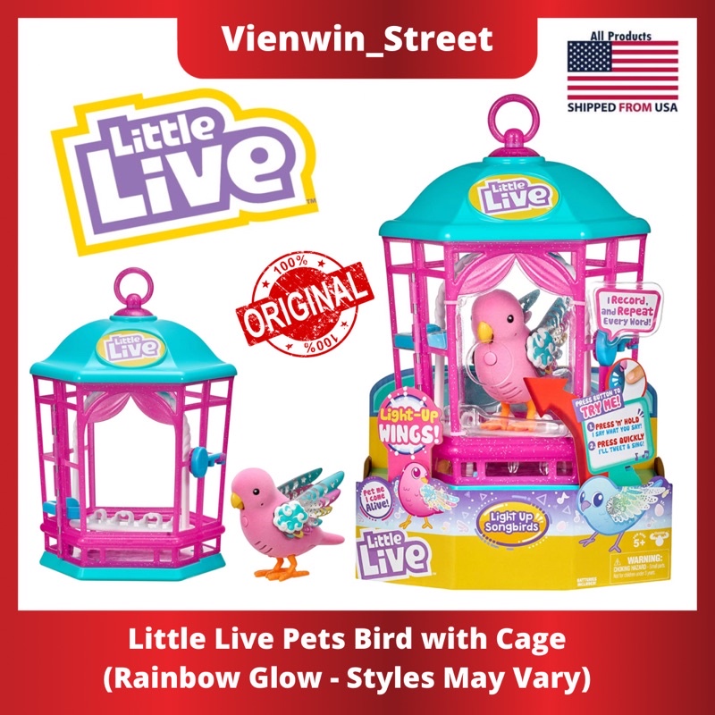 Little Live Pets Bird with Cage - Rainbow Glow - Styles May Vary ...