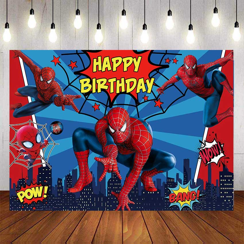 Spiderman Superhero Birthday Backdrop For Photography Baby Shower Kids ...