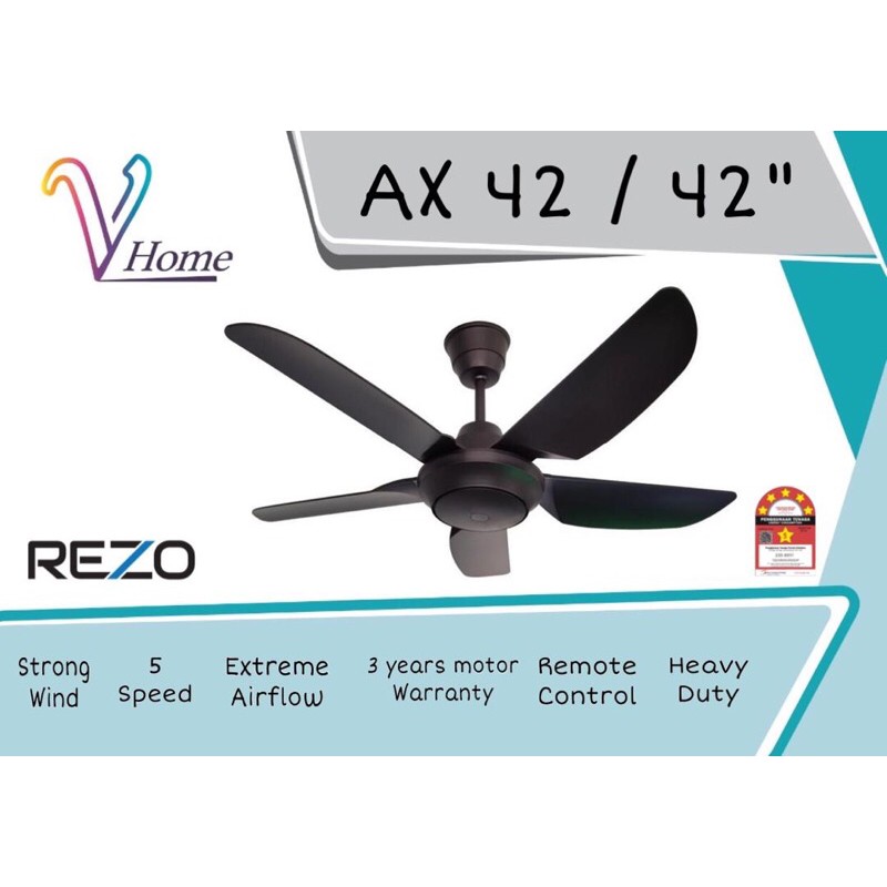 Rezo Ax42/42” 5 Soeed Ac Motor ABS blade Ceiling Fan With Remote ...