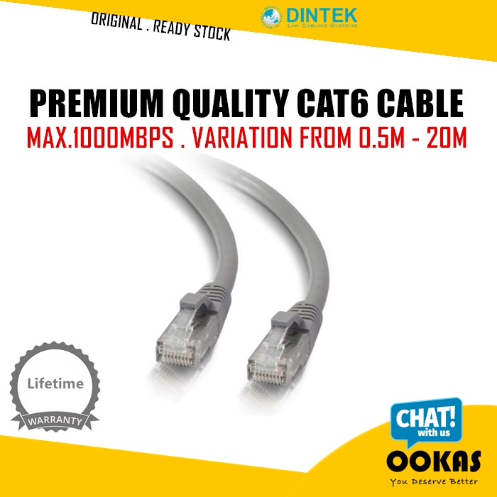 Dintek Cat6 Premium Quality 4 Pair UTP Patch Cord LAN RJ45 1000Mbps ...
